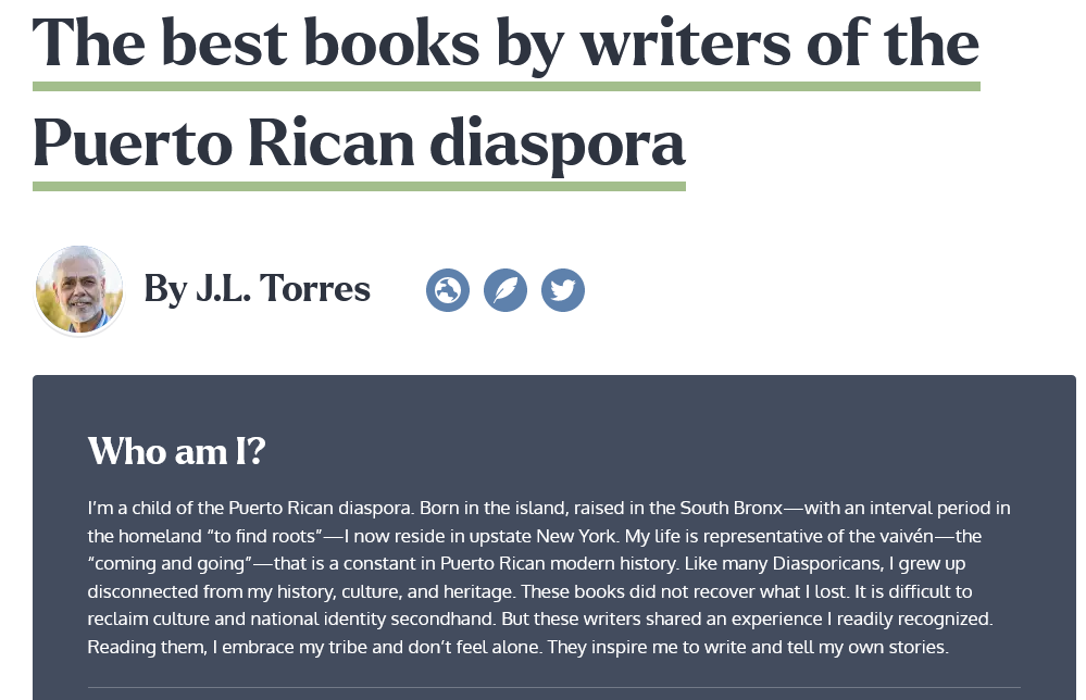 The Best Books by Writers of the Puerto Rican Diaspora - J.L. Torres